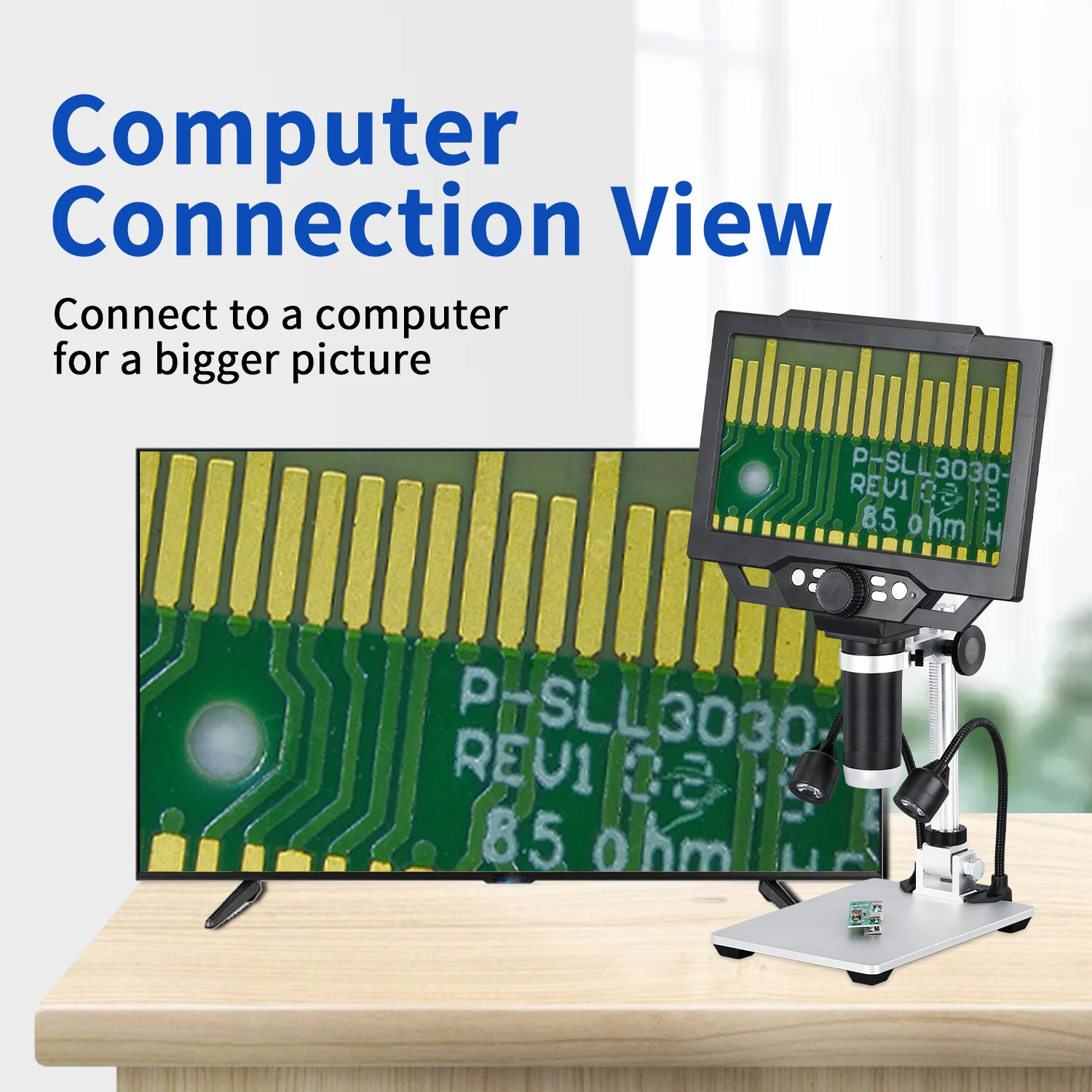 1600X 1200X 600X Digital Microscope USB Portable 9" 7" 4.3" LCD Video ...