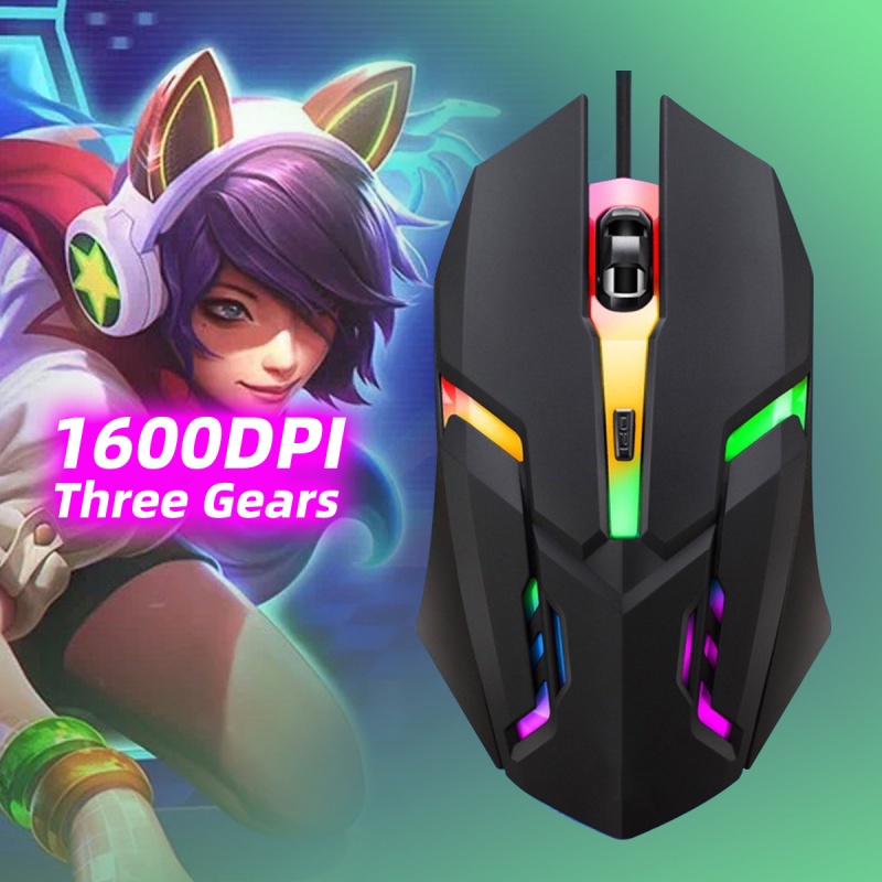 HdoorLink USB Backlight Mouse Wired Gaming 3 Buttons Game Mice 1600 DPI ...