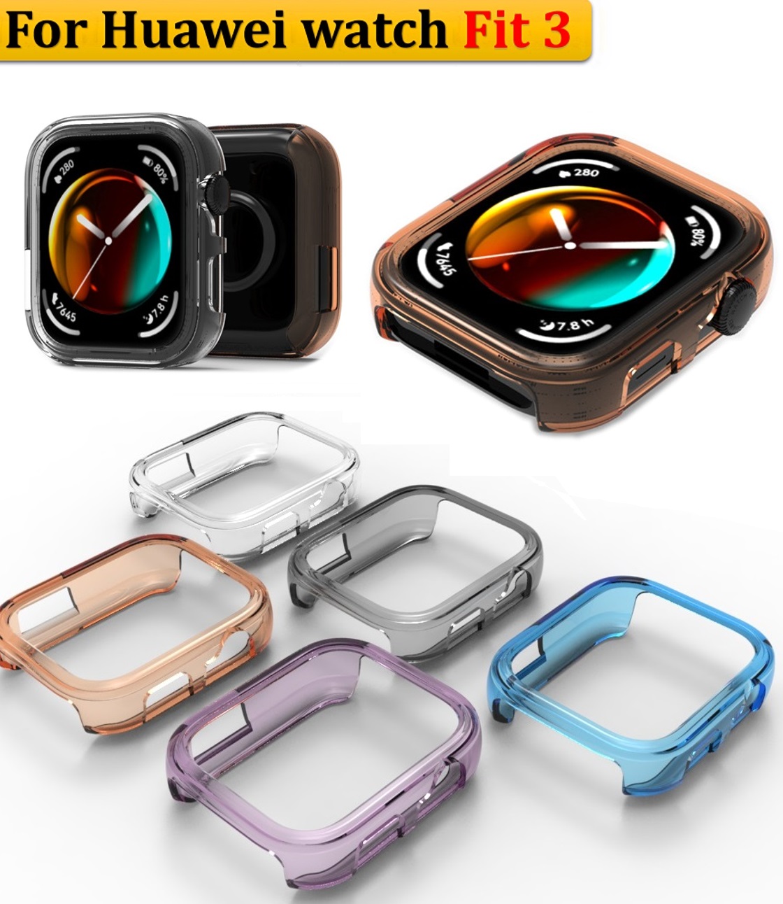 Summer Clear Strap + Case For Huawei Watch Fit 3 Strap And Huawei Watch ...