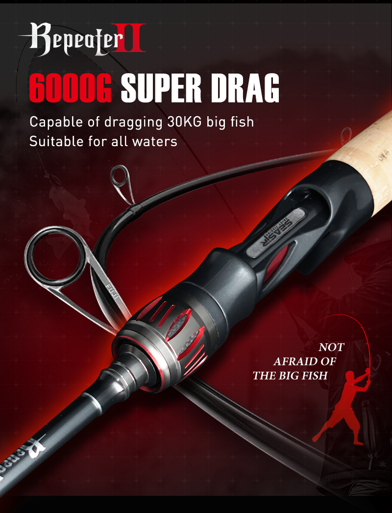 SEASIR REPEATER Fishing Rod FUJI-O Guide Rings Carbon High Sensitivity ...