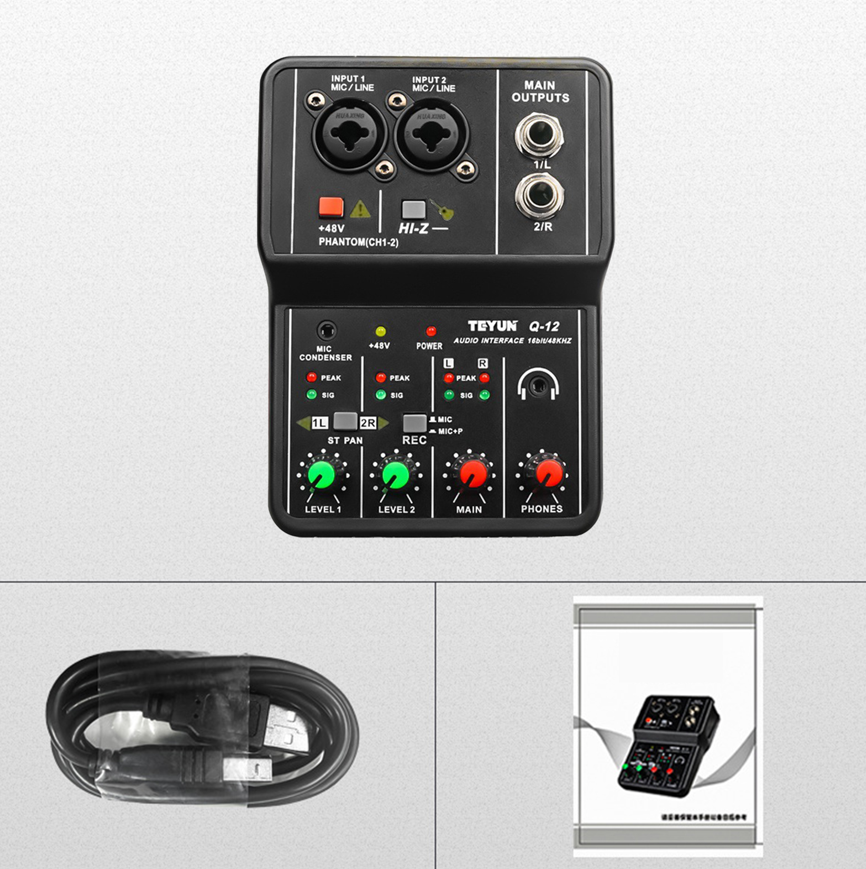 Mini 2 Channel Audio Mixer USB Sound Card Compact Sound Mixing Console ...