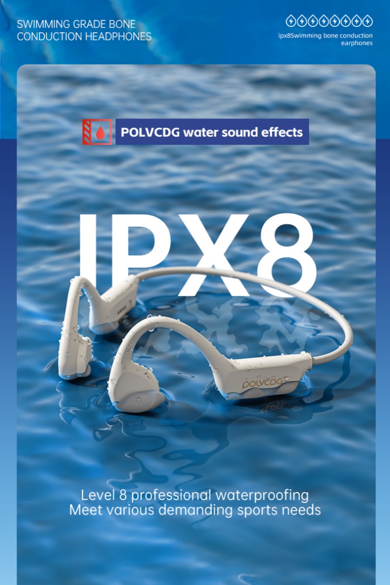 Polvcdg-X7 IPX8 Waterproof Bone Conduction Swimming Headphones True ...
