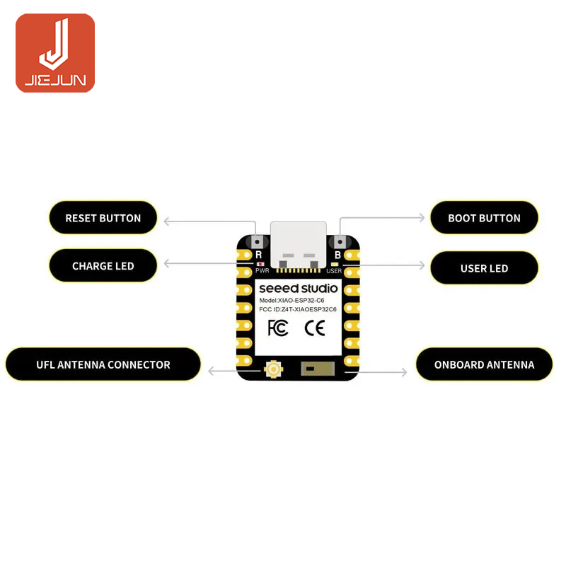 Seeed Studio XIAO ESP32C6 WiFi 6+Bluetooth-compatibl Ble 5 Support ...