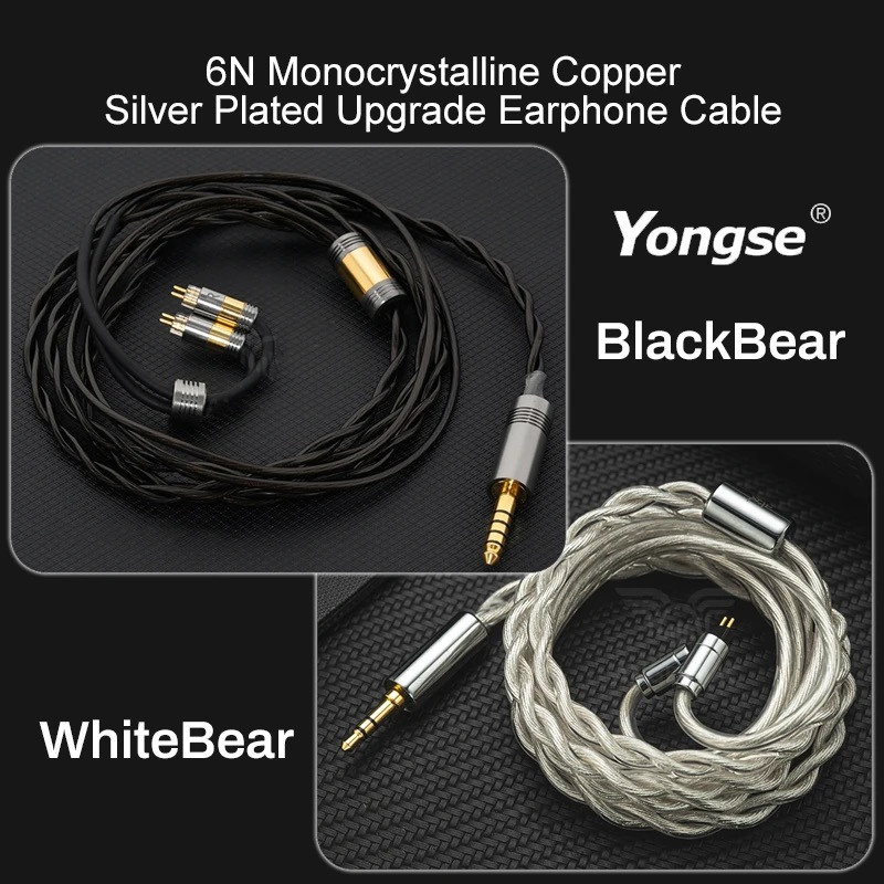 YONGSE 6N Monocrystalline Copper Silver Plated Upgrade Earphone Cable ...