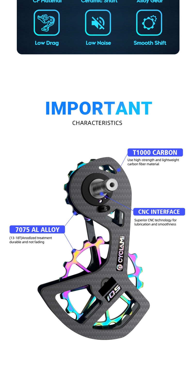 CYCLAMI UT 105 Bicycle Carbon Fiber Ceramic Bearings 18T Pulley Wheel ...