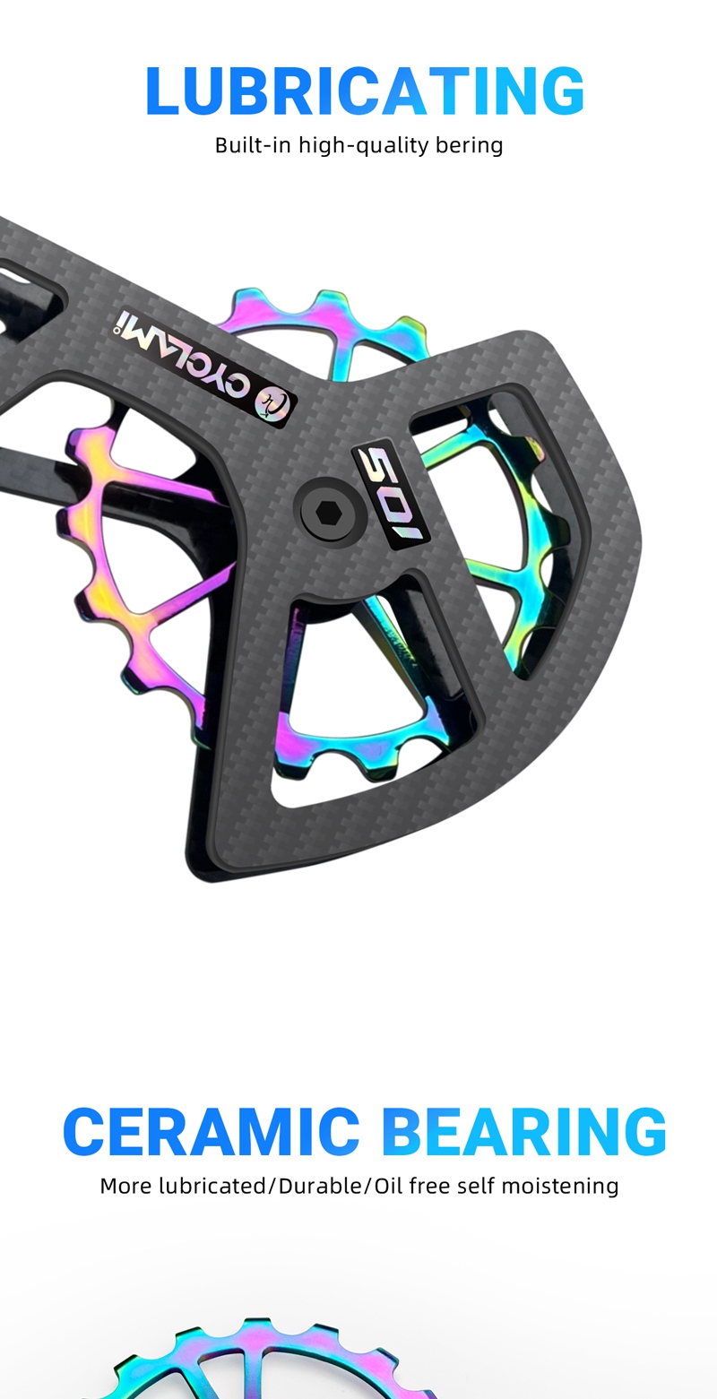 CYCLAMI UT 105 Bicycle Carbon Fiber Ceramic Bearings 18T Pulley Wheel ...