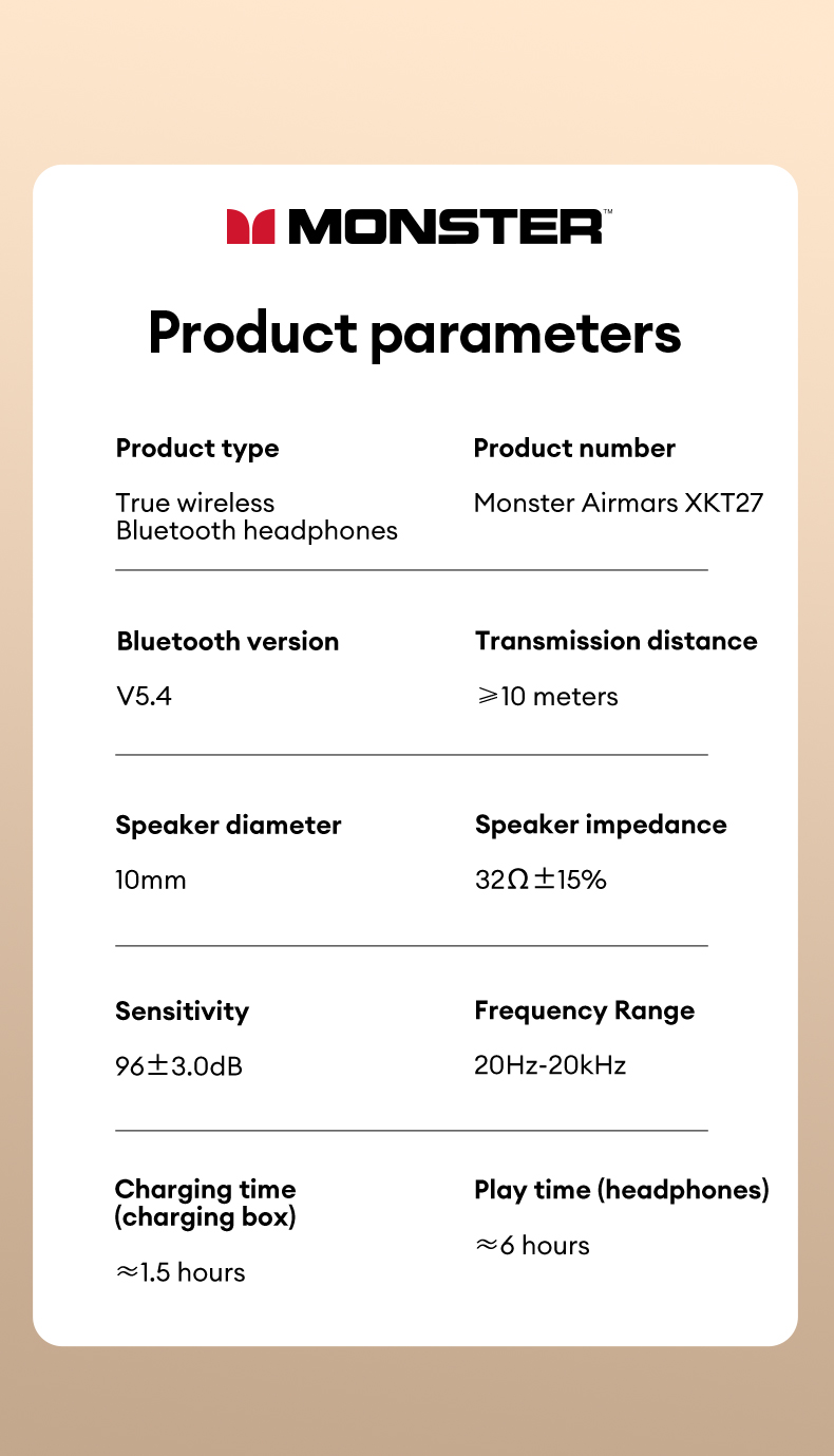 Monster XKT27 Bluetooth Earphone HIF Sound Quality Intelligent Noise ...
