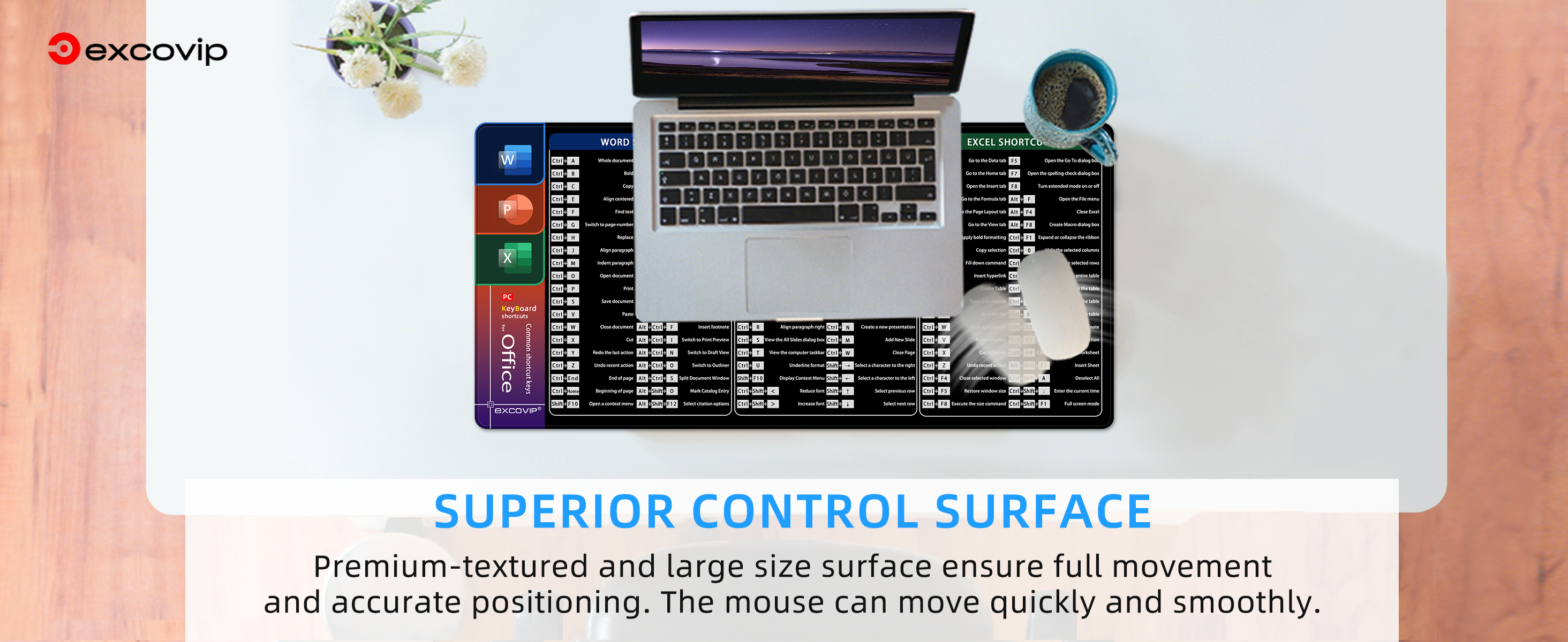 Excovip Mouse Pad English Shortcut Key English Large Size Soft ...