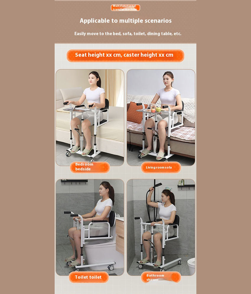 Multi-Functional Lifting Commode Wheelchair Elder lifting and transfer ...