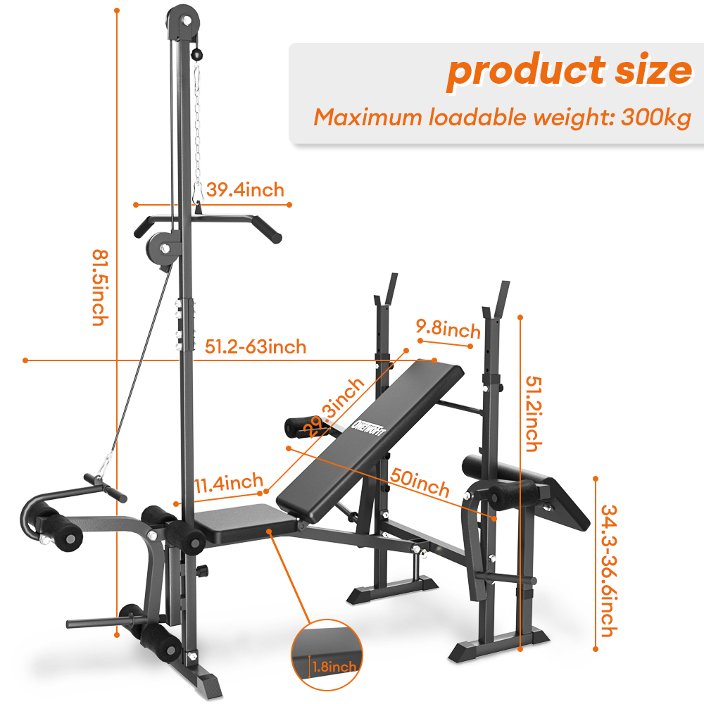 OneTwoFit Workout Bench Press Multifunctional Weight lifting Chair Gym ...