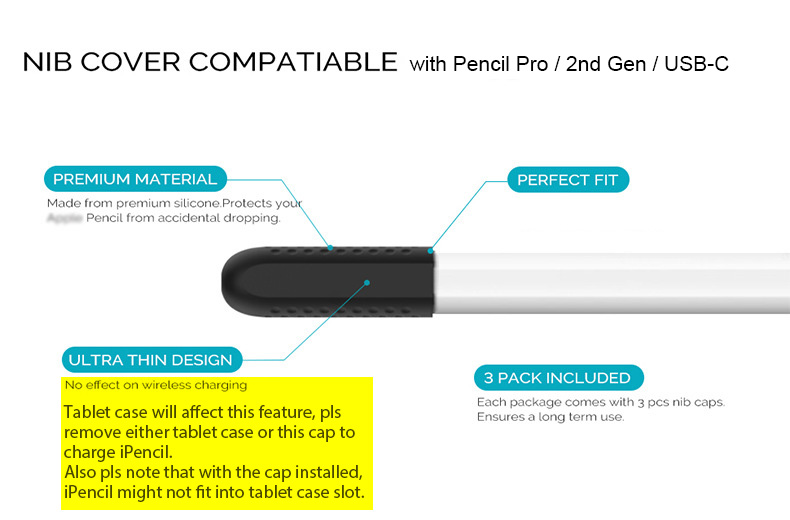 Protective Nib Covers Compatible for Apple Pencil Pro / 2nd Generation ...