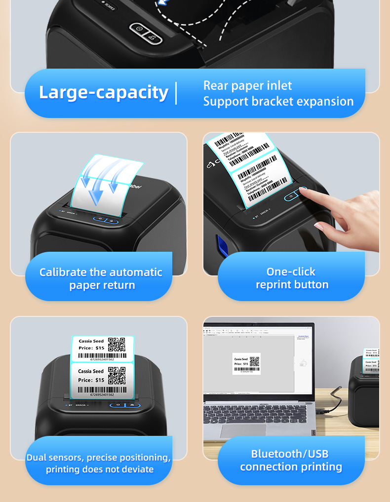 CLABEL Portable Thermal Label Printer 320D/321D Support Receipt Thermal ...