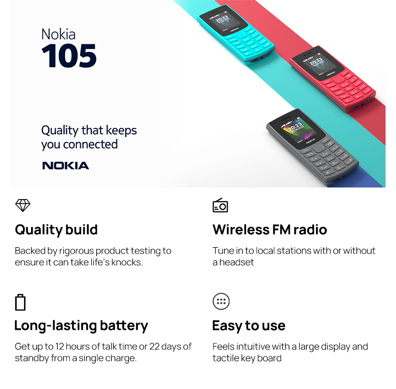 Nokia 106/HMD 105 Original Brand New Keypad Basic Phone 1000 mAh 22 ...
