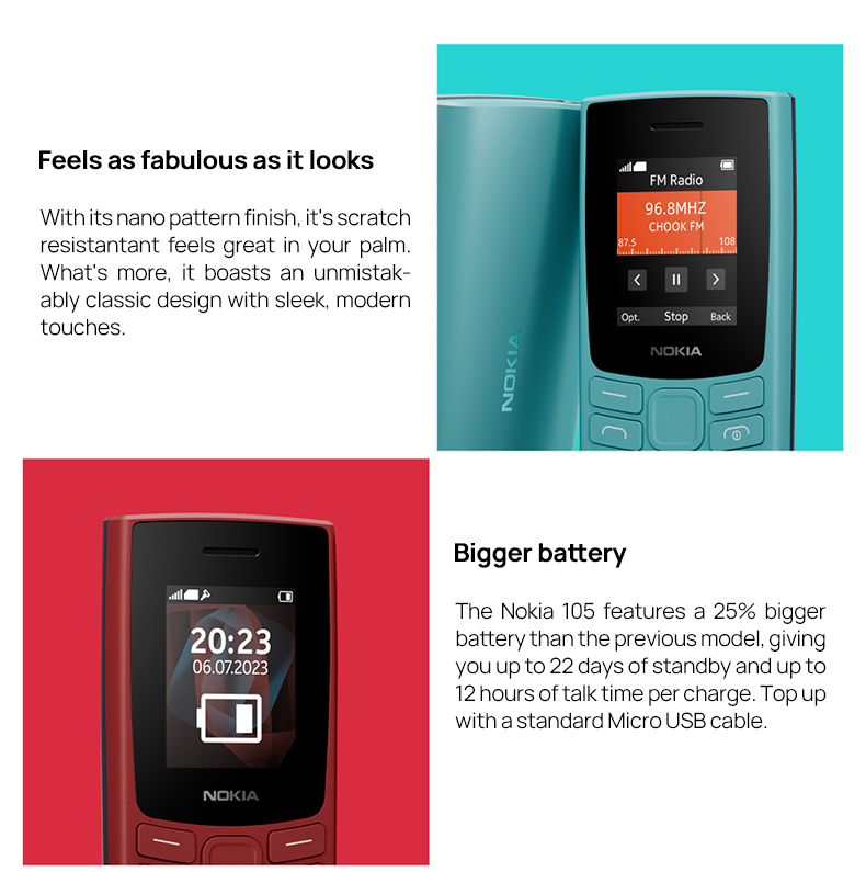 Nokia 106/HMD 105 Original Brand New Keypad Basic Phone 1000 mAh 22 ...