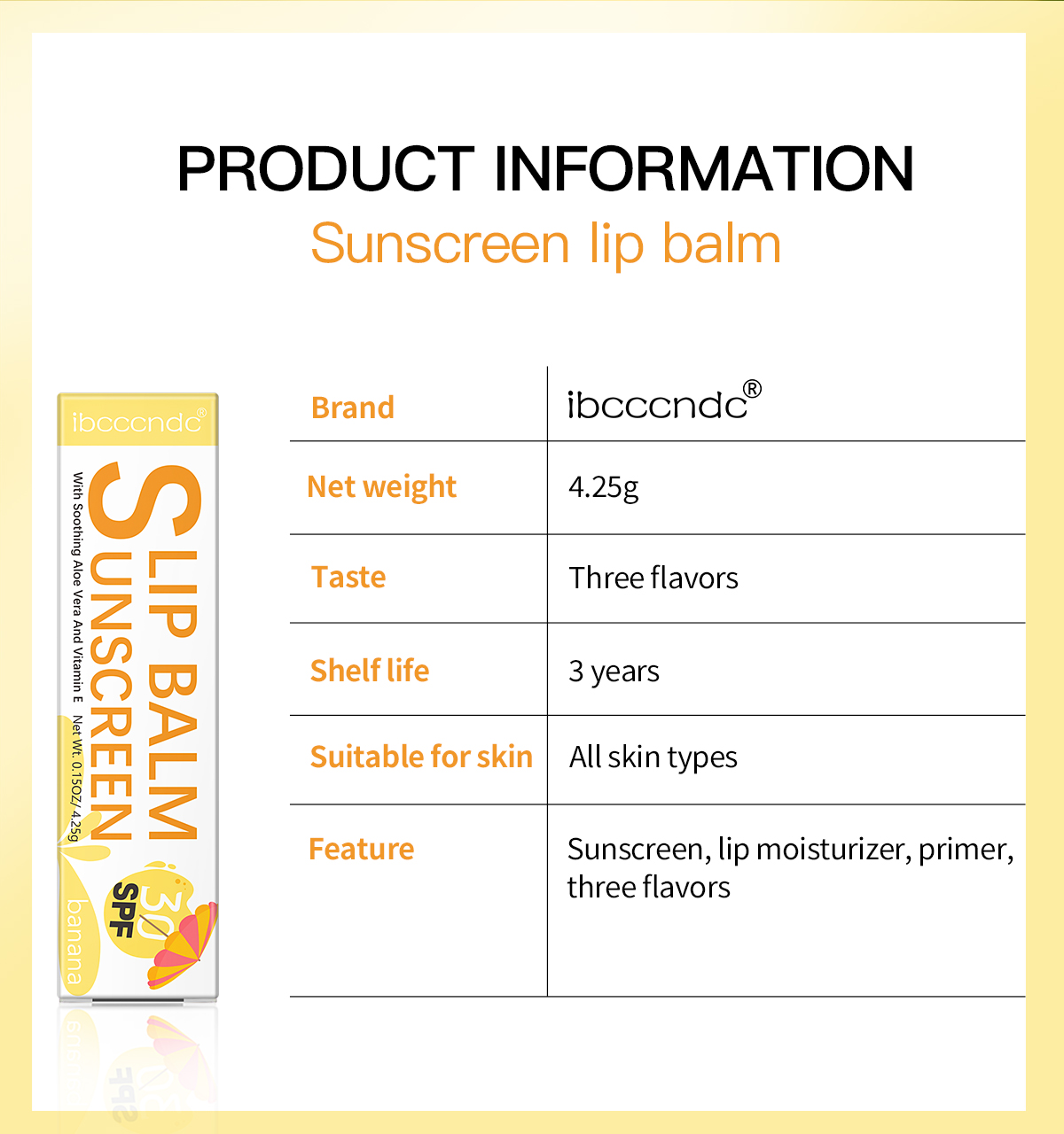 Ibcccndc Sunscreen Lip Balm SPF 30 UVA Protection Lips Moisturizer ...