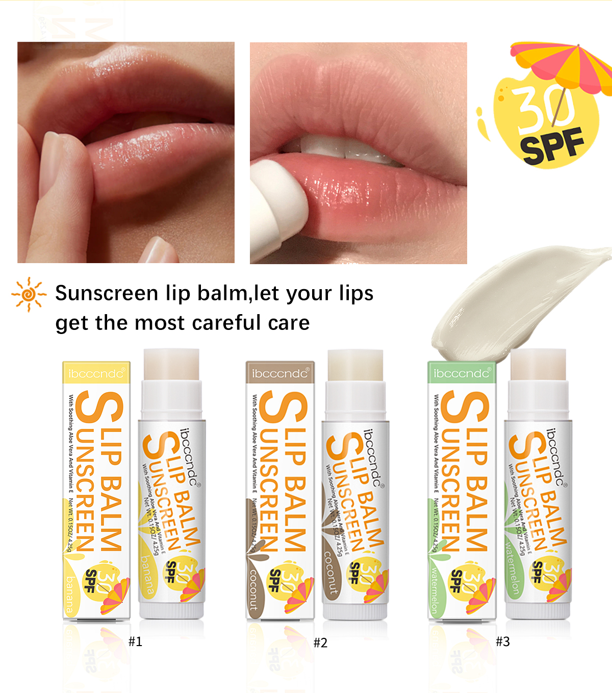 Ibcccndc Sunscreen Lip Balm SPF 30 UVA Protection Lips Moisturizer ...