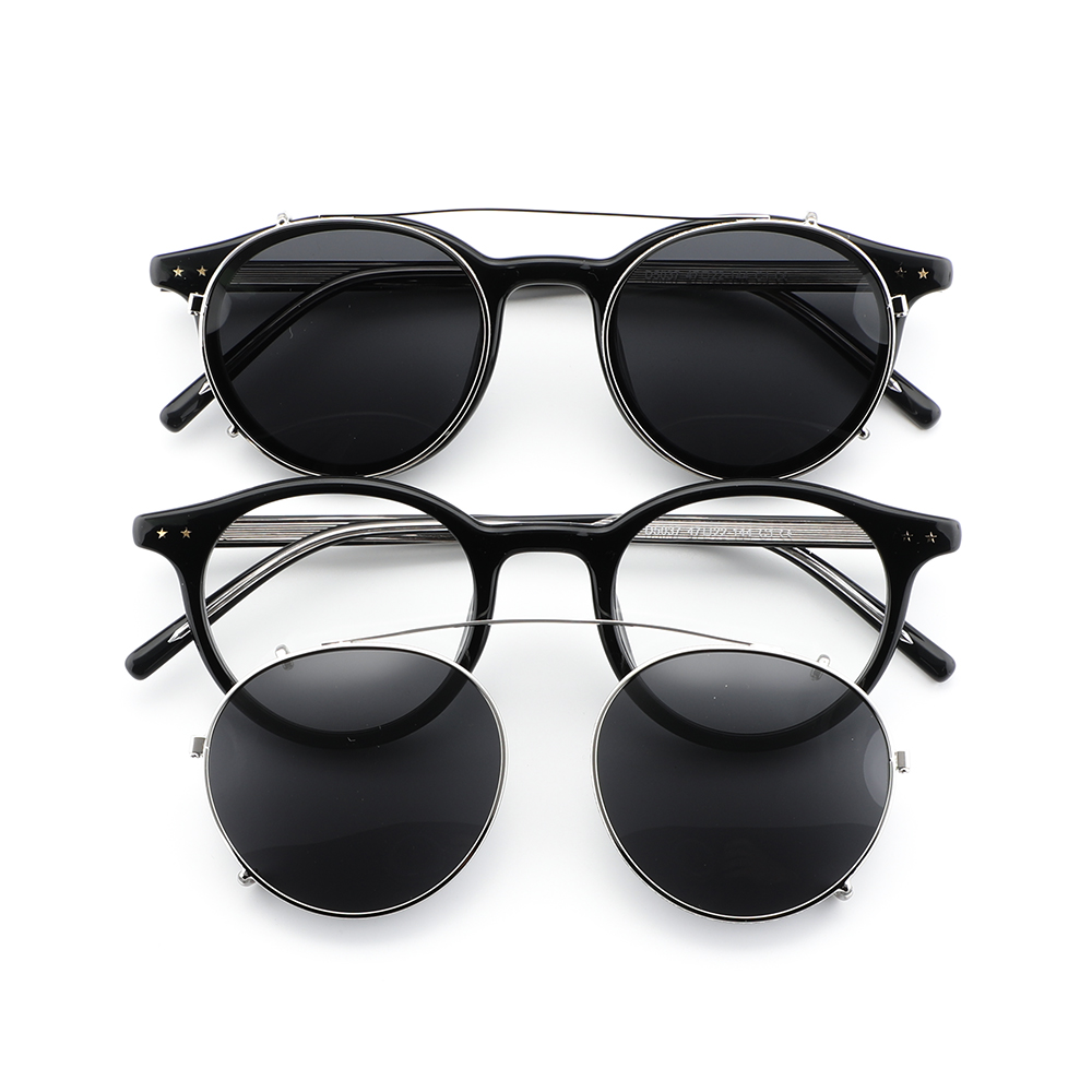 Retro Oval Glasses Frame Detachable Polarized Clip-On Sunglasses Punk ...