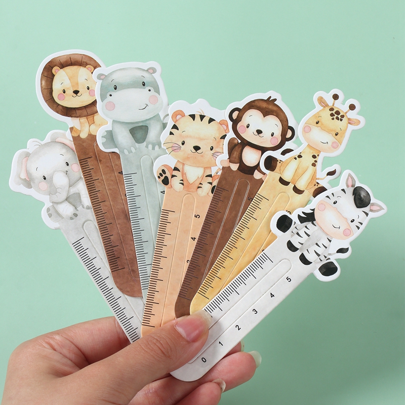 50pcs/set Cartoon Dinosaur Bookmarks Ruler Cute Animals Paper Bookmarks ...