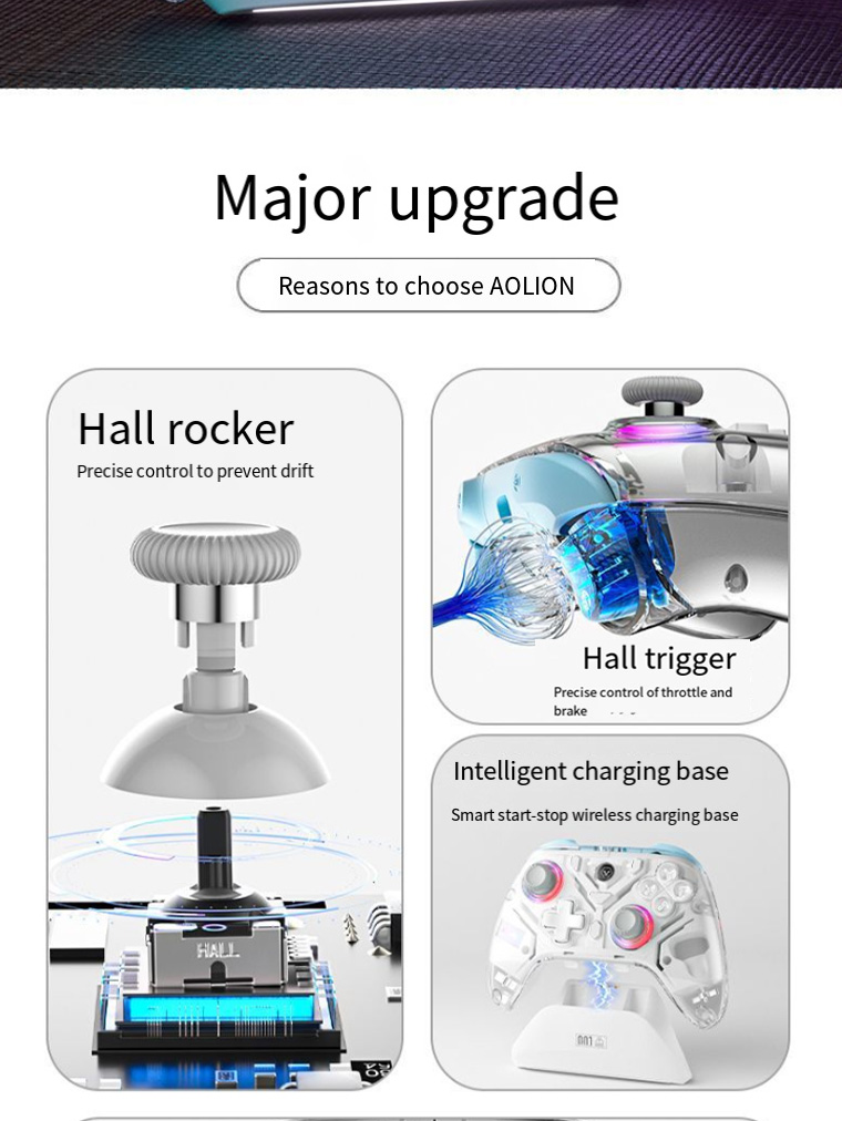 AOLION AL-K10 Gospel three mode game controller RGB light Hall rocker ...