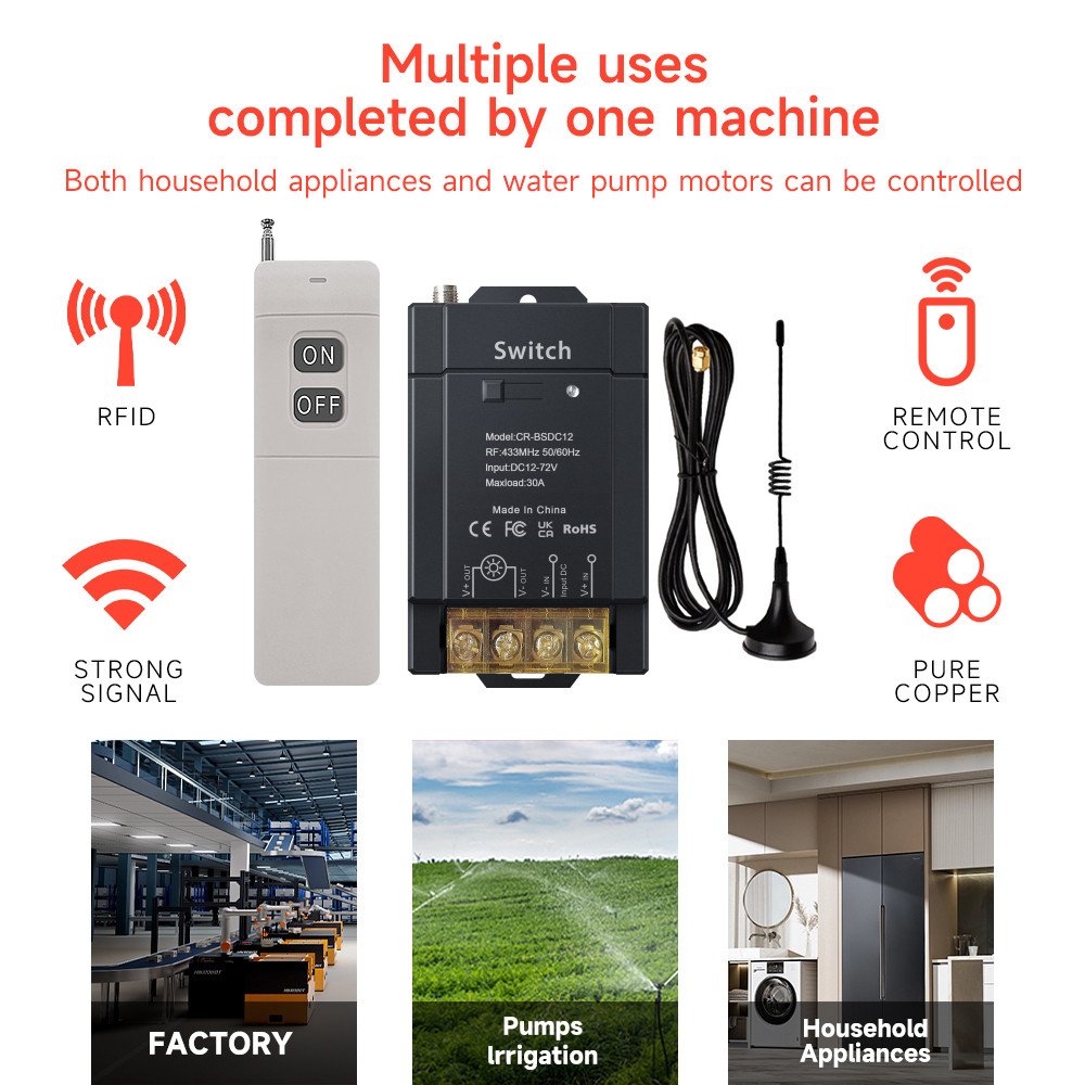 Cerhot 30A Wireless Switch Remote controller, AC 100V-250V Relay Wireless Remote Control RF ...