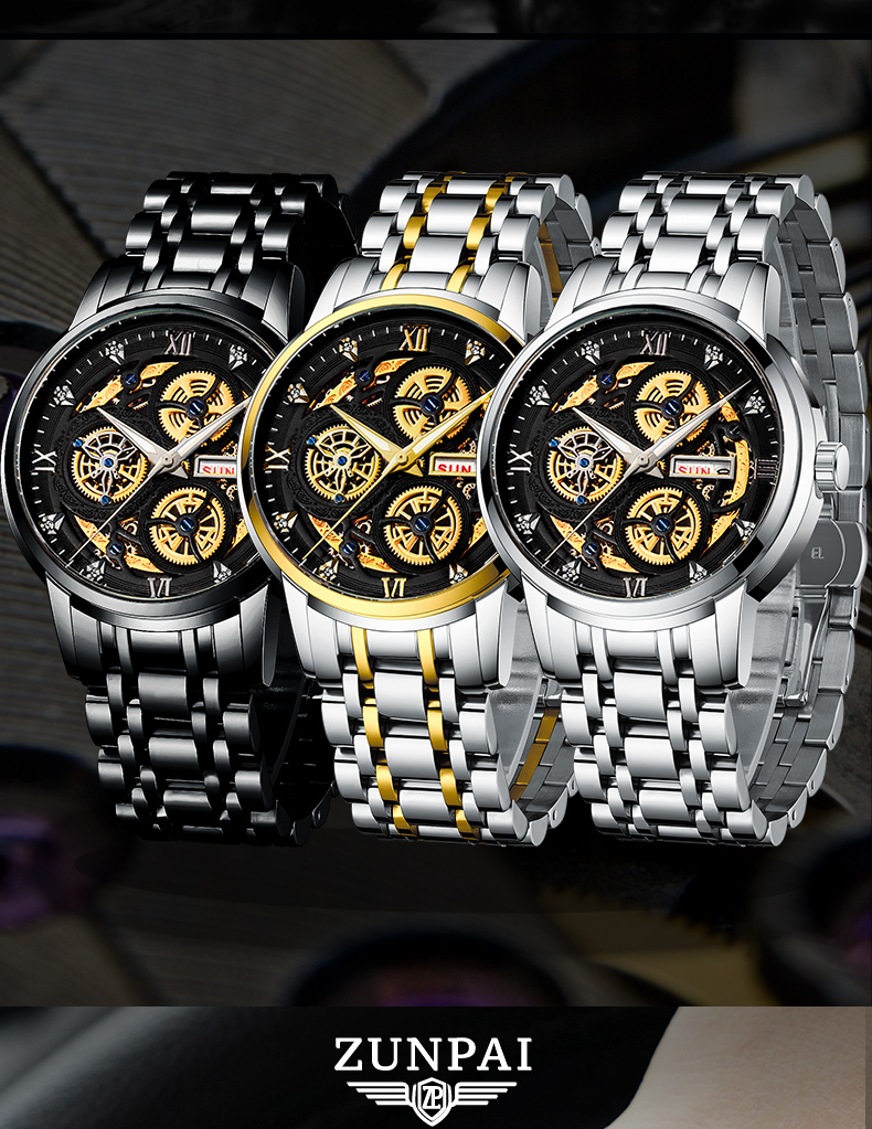 ZUNPAI Jam Tangan Lelaki Original Waterproof Stainless Steel Luxury ...