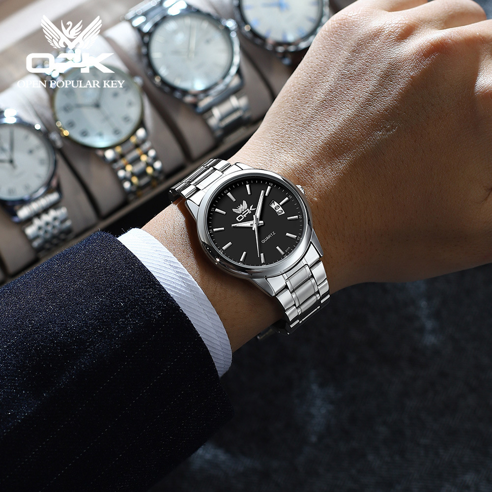 OPK Men's Original Stainless Steel Waterproof Quartz Black | Shopee ...
