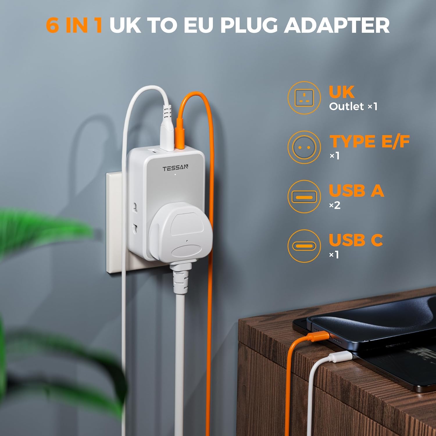 TESSAN Malaysia to Korea Plug Adapter EU Travel Adapter Indonesia with ...