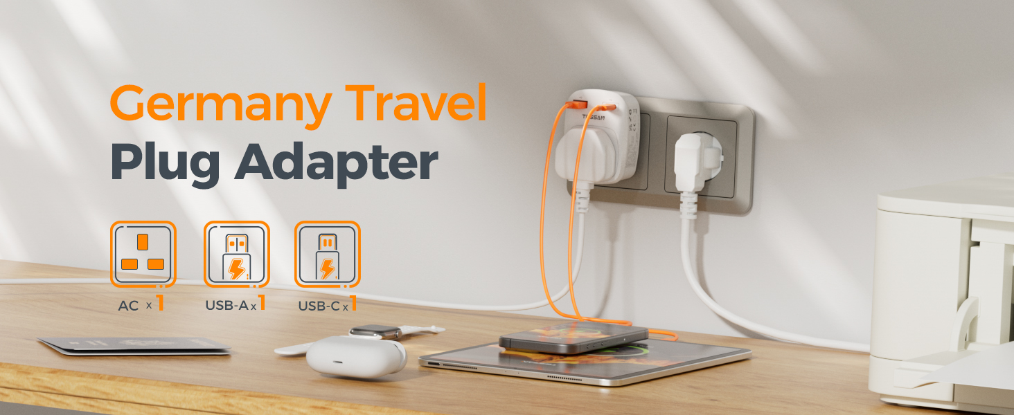 TESSAN Malaysia to Korea Adapter ID European Travel Adapter Korea Plug ...