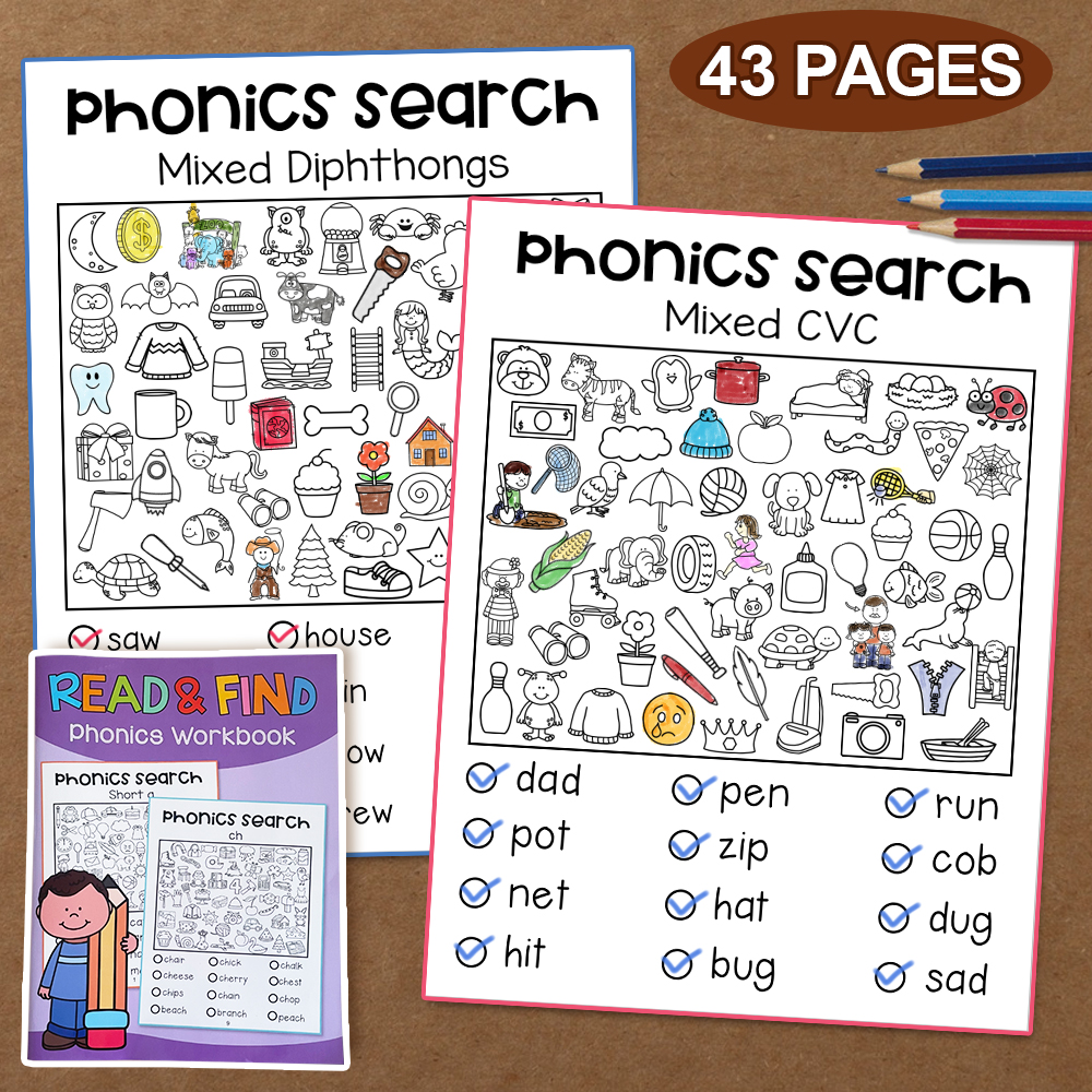 43 Pages Phonics Workbook English Educational Activities book for Kids ...