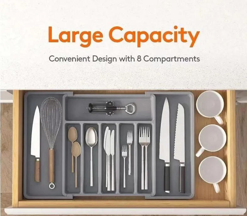 Kitchen drawer organizer Adjustable tableware tray holder Portable ...