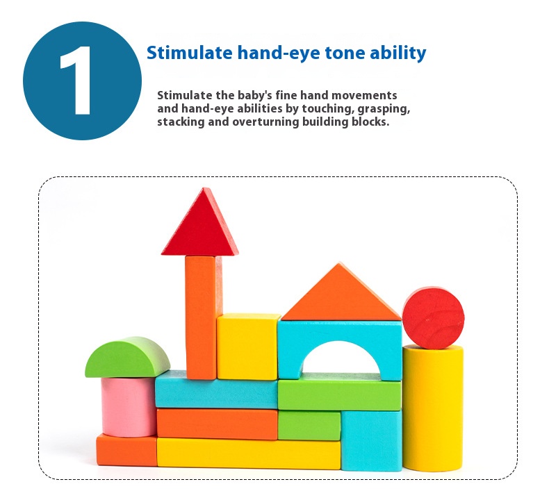 100 Piece Wooden Building Block Set Bricks 积木 礼物 Mainan Budak Lelaki ...