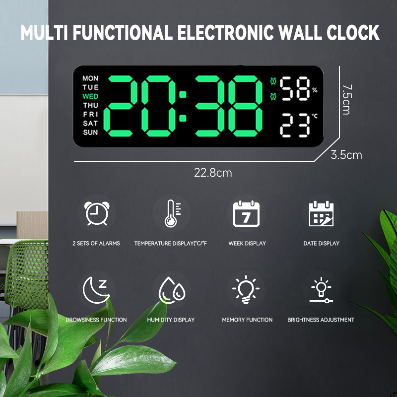 Electronic Clock Simple Multifunctional Clock Rectangular Large LED ...