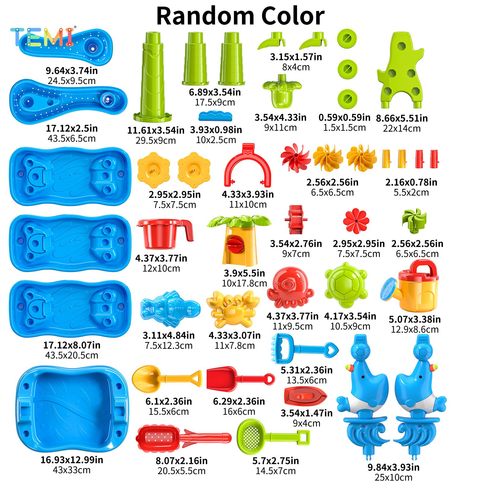 ⭐Shipment from Malaysia ⭐TEMI Water Table Toys Play Beach Set Sand Whee ...