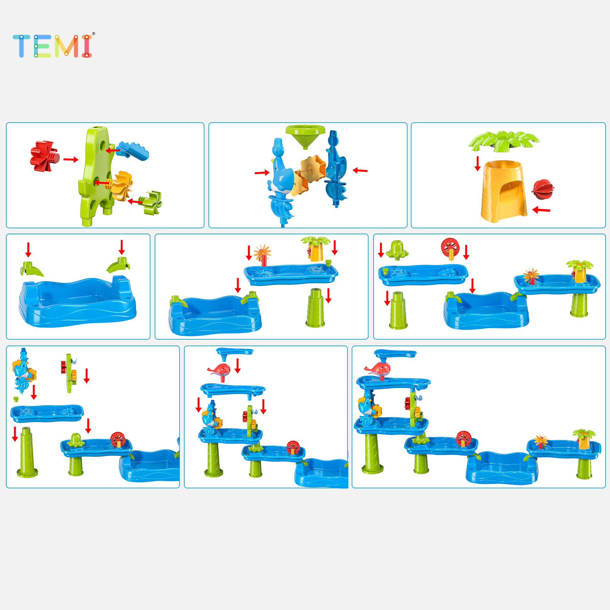 ⭐Shipment from Malaysia ⭐TEMI Water Table Toys Play Beach Set Sand Whee ...