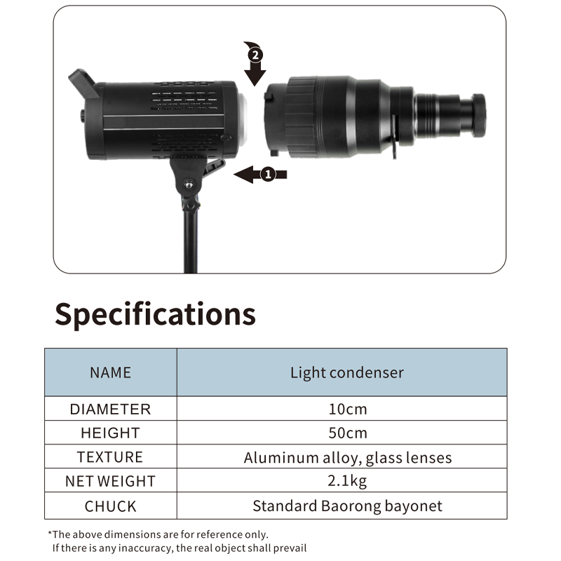 Professional Light Condenser Projector For Bowens Mount Video Light ...