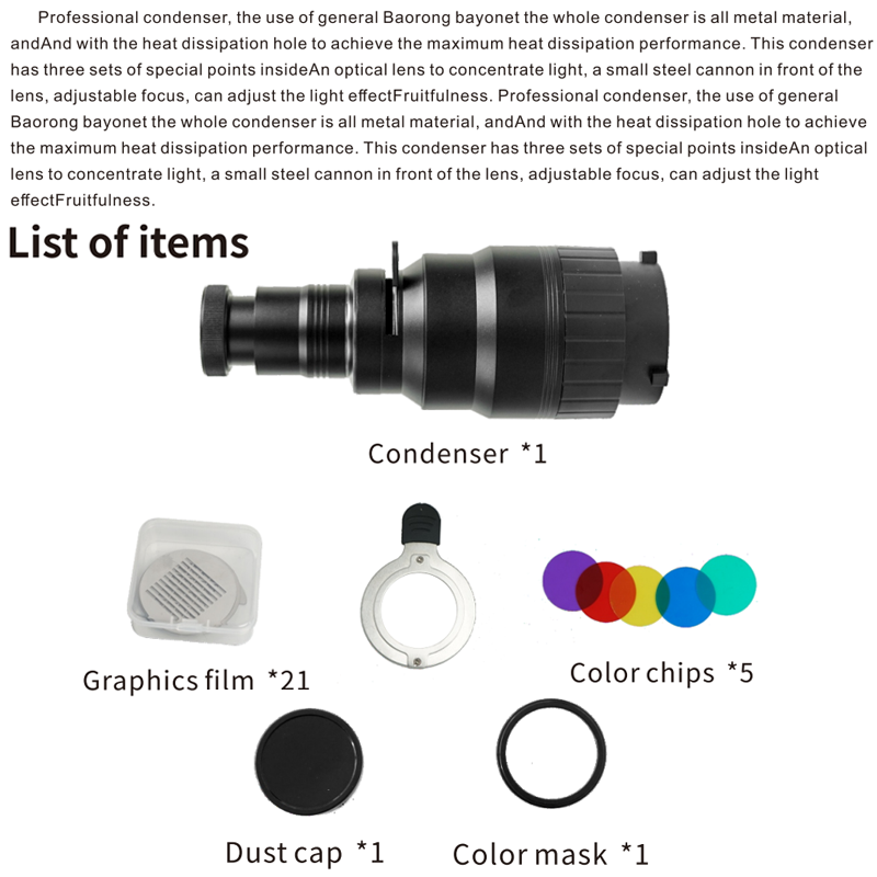 Professional Light Condenser Projector For Bowens Mount Video Light ...