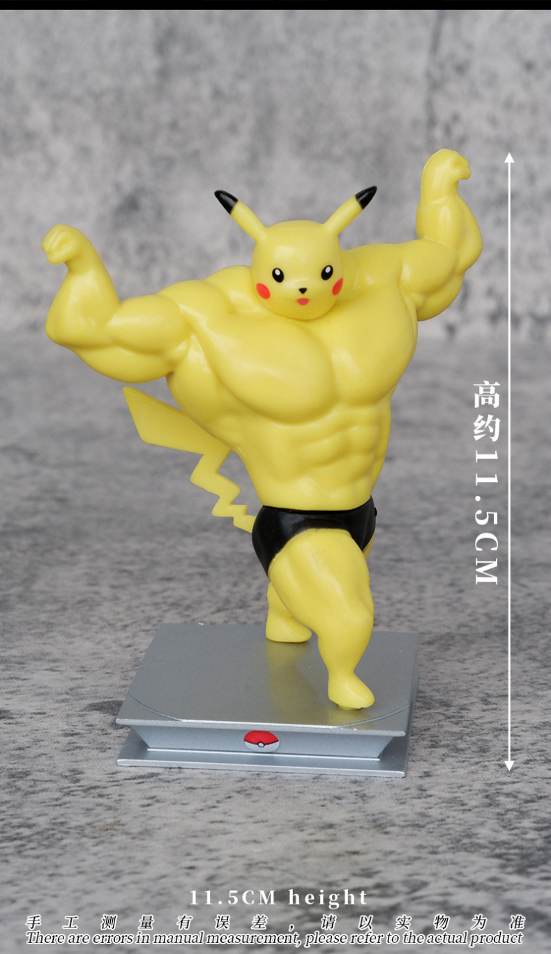 11cm Anime Pokemon Figure Muscular Man Pikachu Bulbasaur Charmander ...