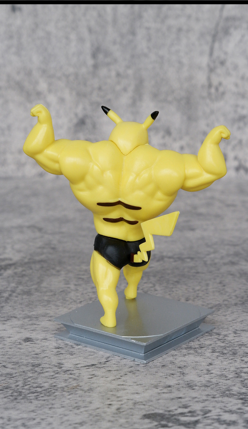 11cm Anime Pokemon Figure Muscular Man Pikachu Bulbasaur Charmander ...