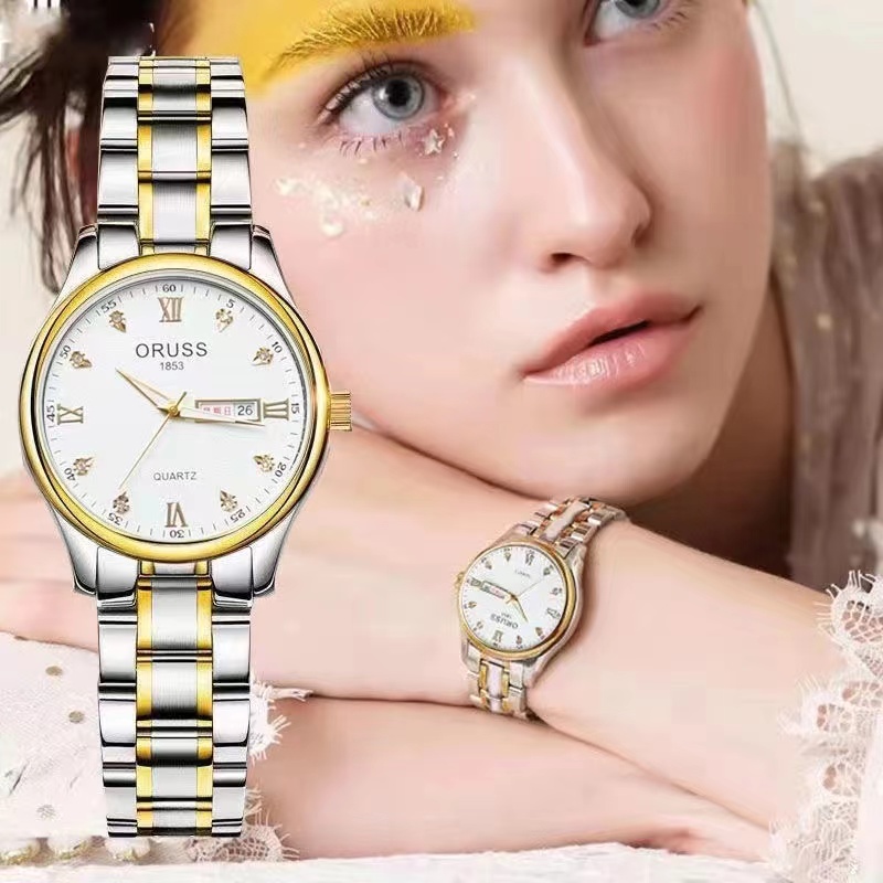 ORUSS Original Men/Women Stainless Steel Dual Calendar Luxury ...