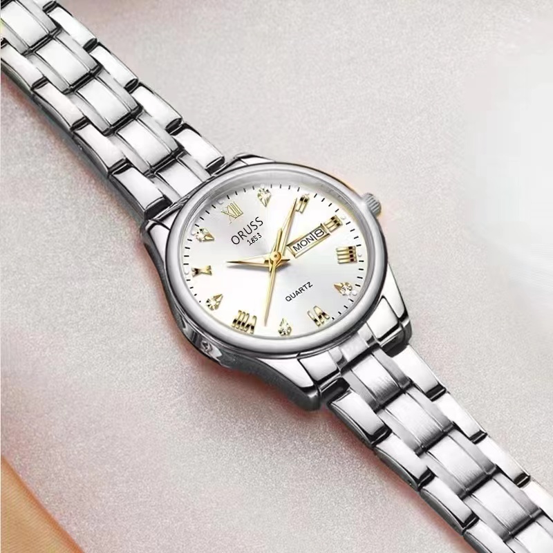 ORUSS Original Men/Women Stainless Steel Dual Calendar Luxury ...