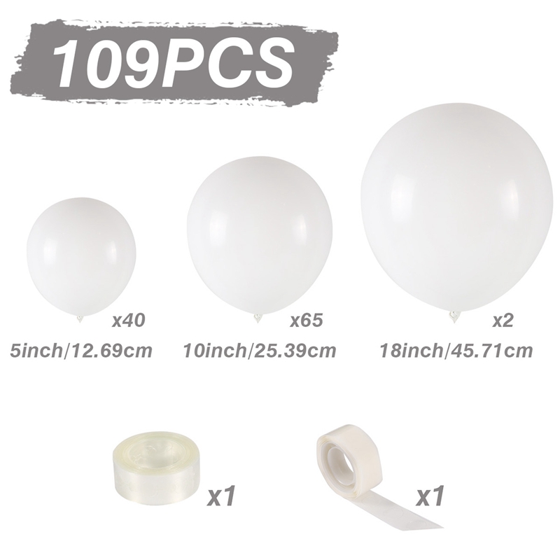109pcs Pure White Balloons Wedding White Balloons Arch Kit Pearl White ...