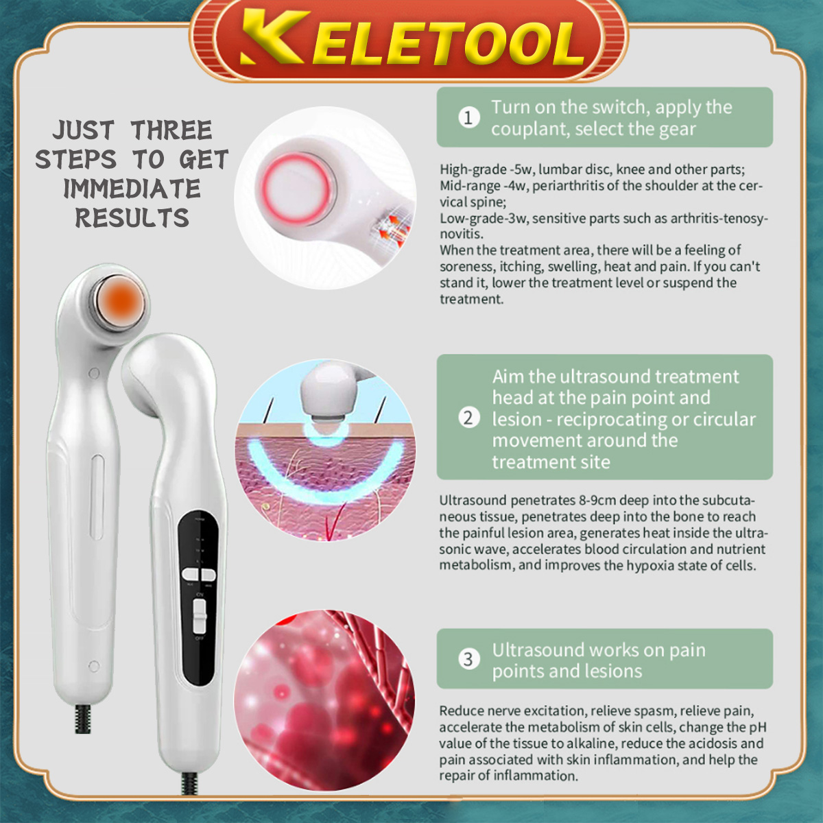 Massage gun Ultrasonic Body Pain Therapy Device Physiotherapy Equipment ...