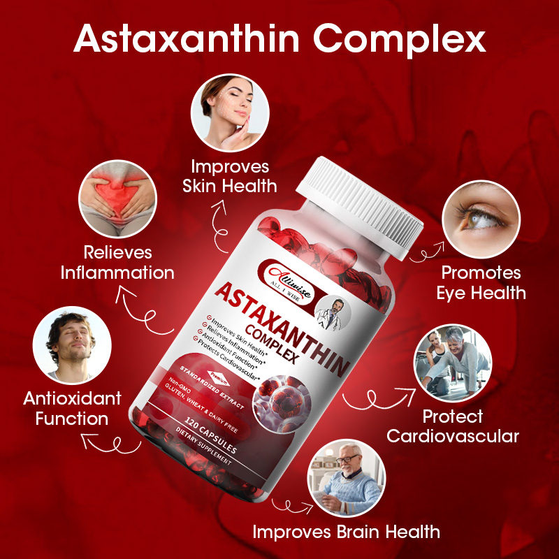 Alliwise Astaxanthin Capsules 10mg with Fish Oil for Natural Antioxidant, Improves Skin Health ...