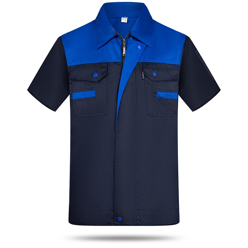 Safety Jacket Mens Workshop Shirt Uniform Short Sleeve Zipper Factory ...