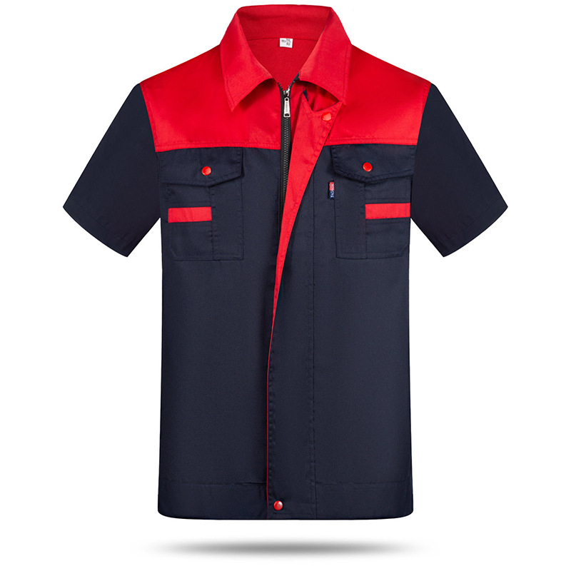 Safety Jacket Mens Workshop Shirt Uniform Short Sleeve Zipper Factory ...