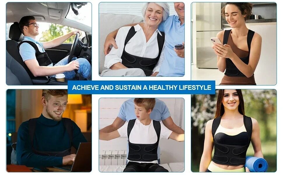 GYMPRO Adjustable Posture Corrector Shoulder Lumbar Brace Support Brace ...