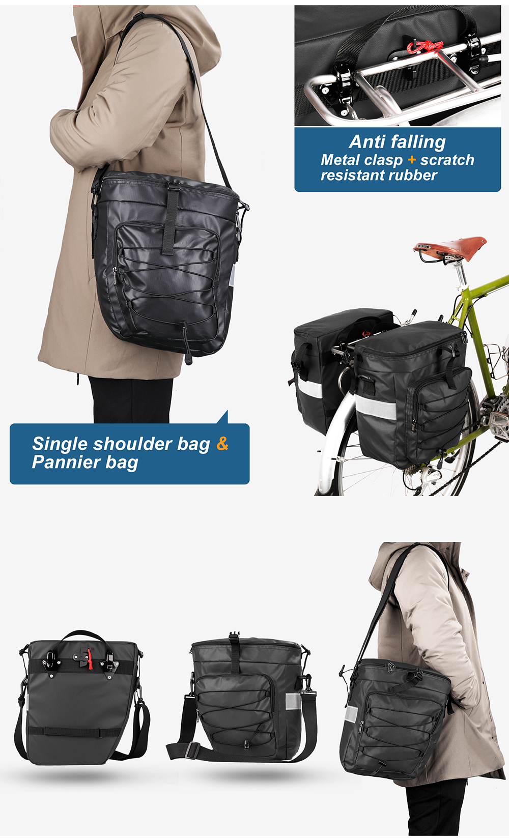 Rhinowalk 3-In-1 Waterproof Bike Rear Rack Bag (65L) | Shopee Malaysia