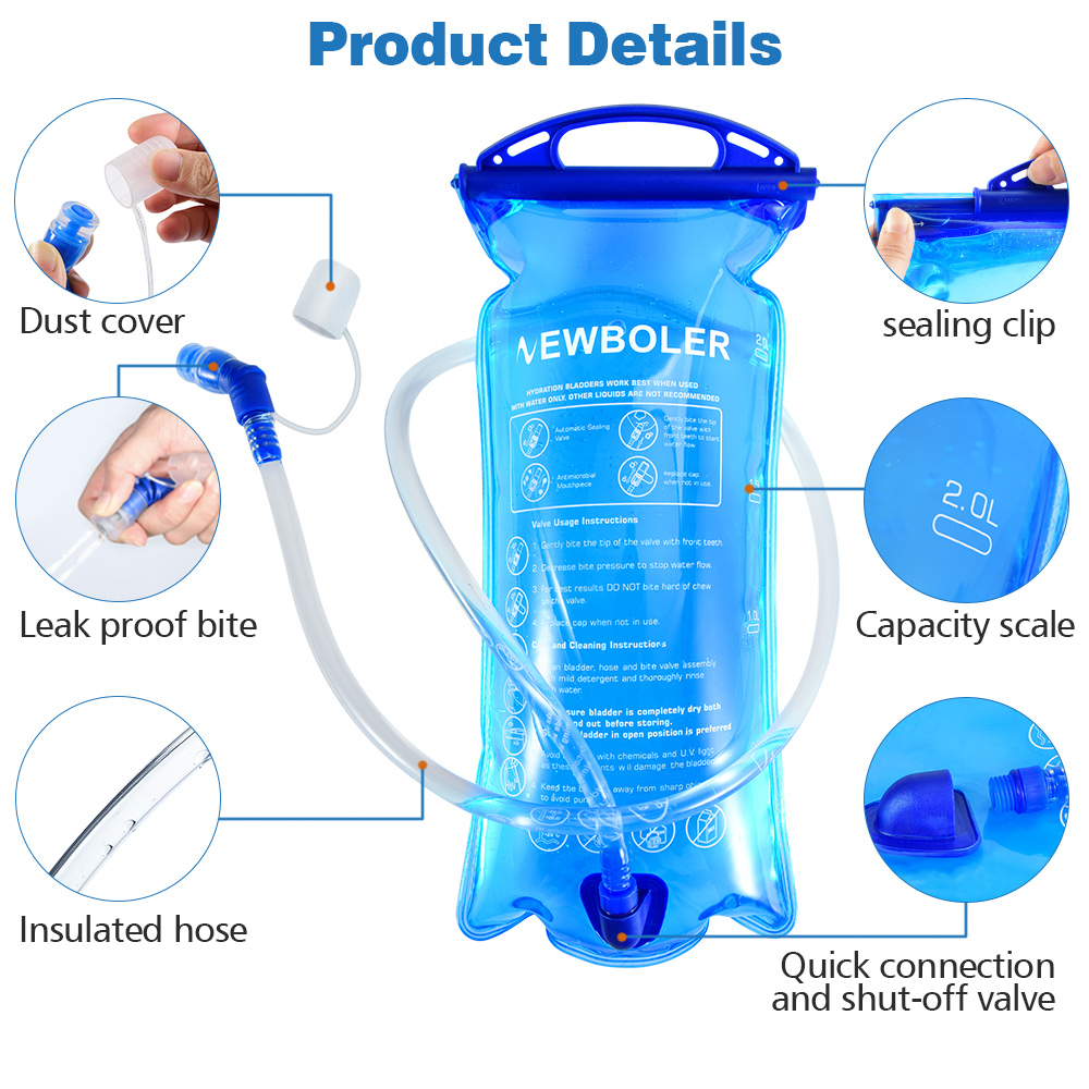 Newboler 1.5L 2L 3L Water Bladder Portable Water Bag TPU BPA-Free ...