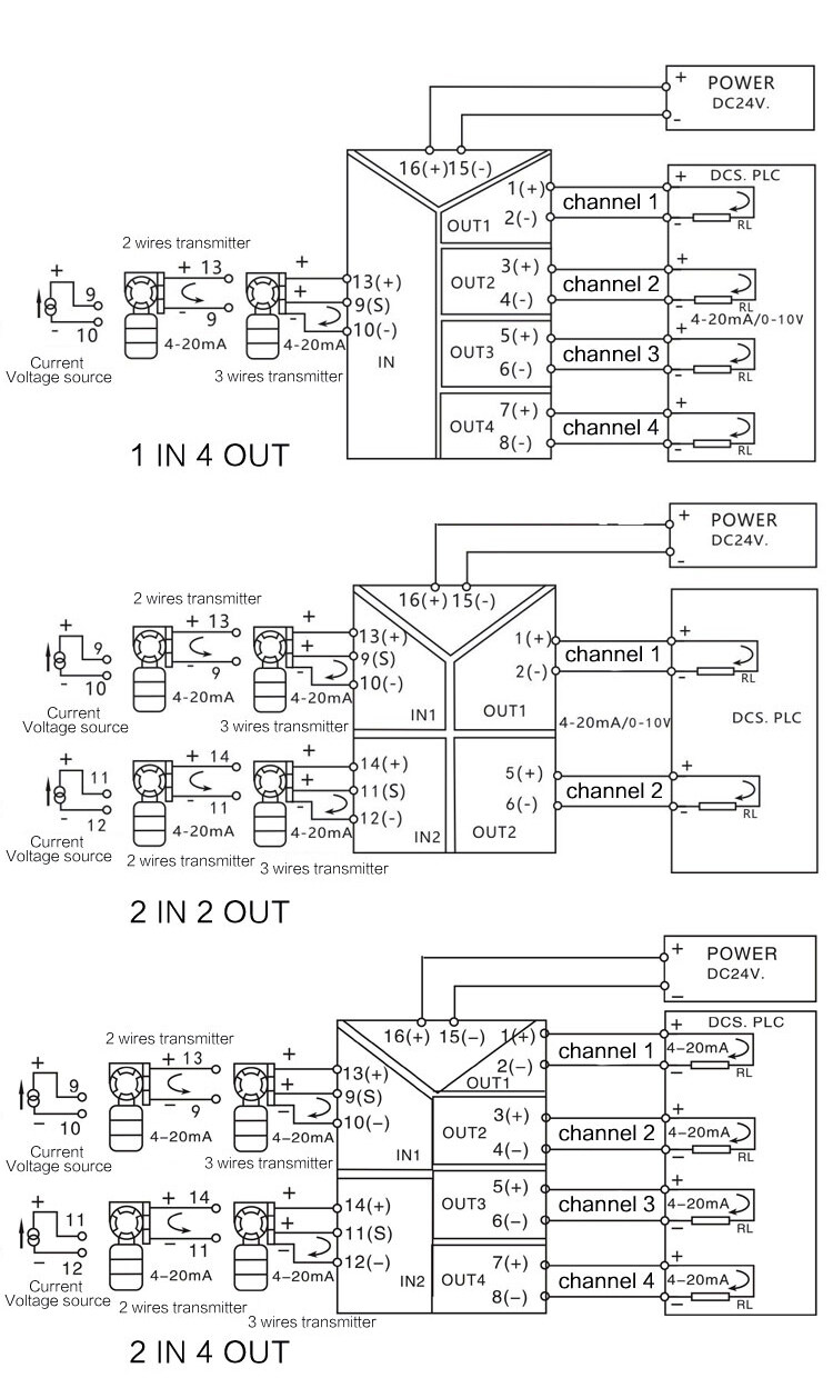 Analog DC Isolation Transmitter Current, Voltage Sensor Multi-input, Multi-output 0-10V 4-20mA 0 ...