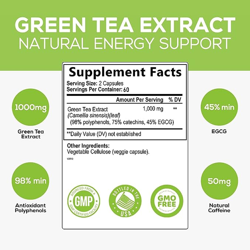 Green Tea Extract 98% Standardized EGCG - Increases Natural Energy and ...
